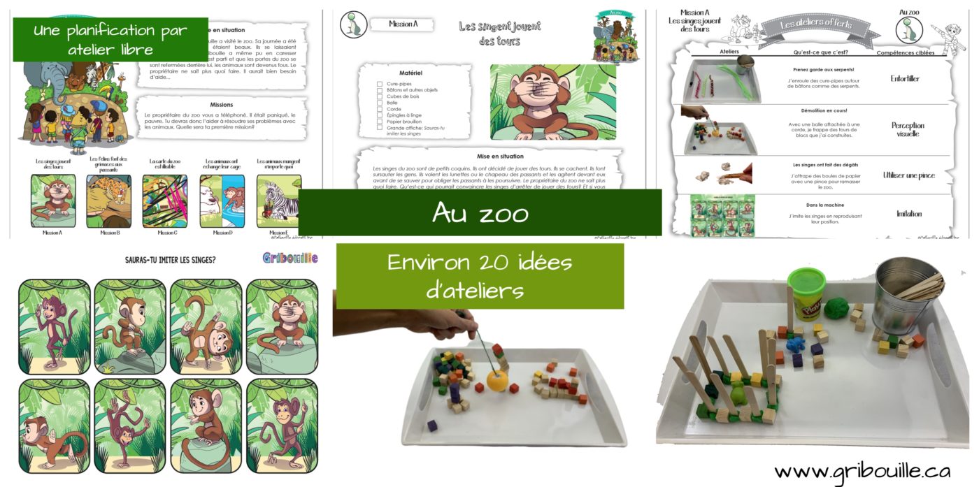Planification par atelier | Au zoo - Gribouille éducatif