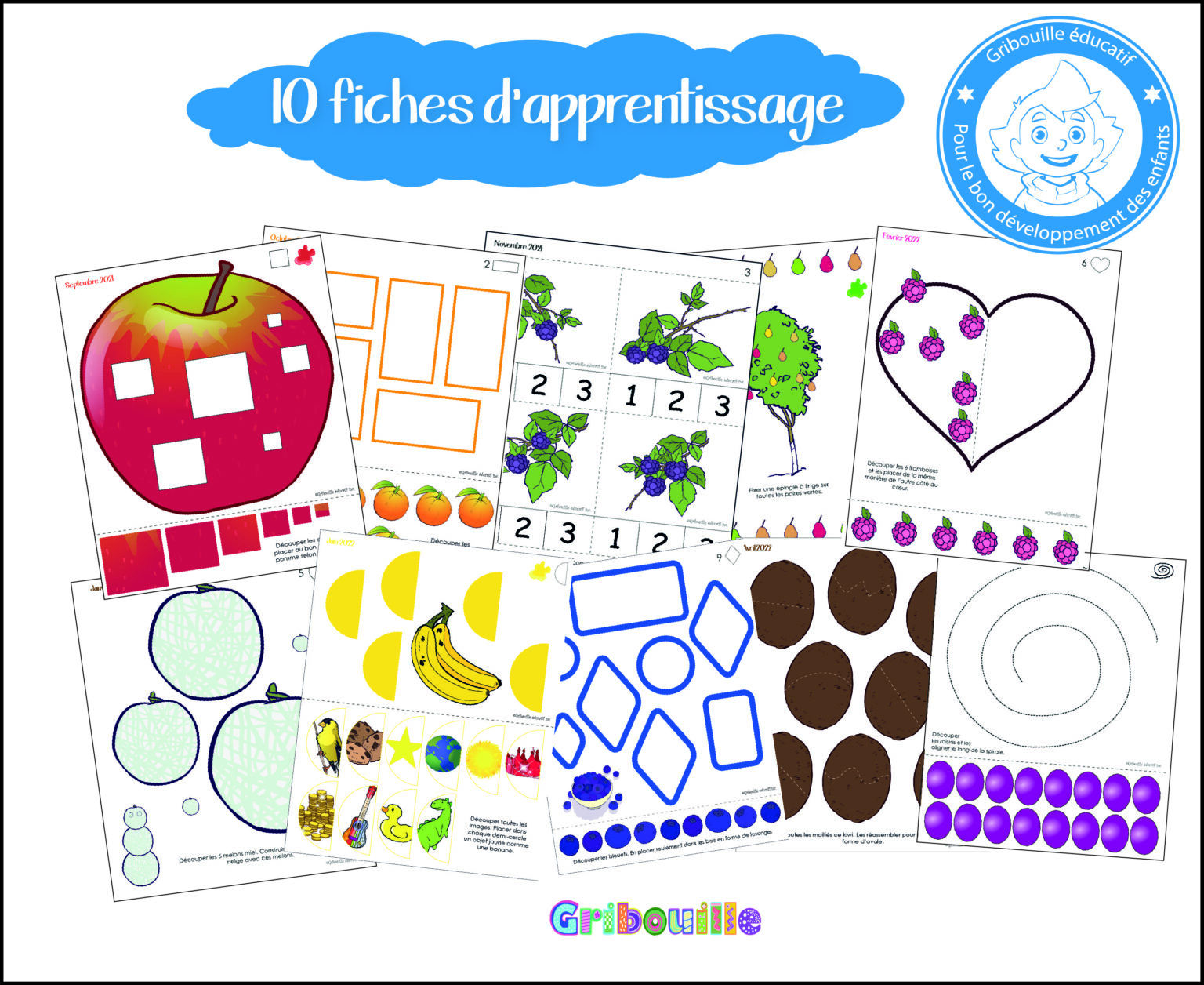 Ensemble de jeux sur les fruits - Gribouille éducatif